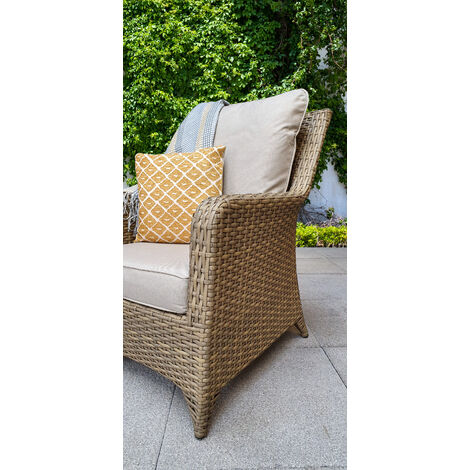 Signature Weave Sarah Wicker High Back Lounge Arm Chair Side Table Set ...