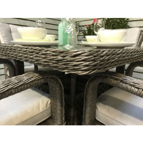 Signature Weave Victoria Wicker 4 Seater Square Dining Table Grey 100cm