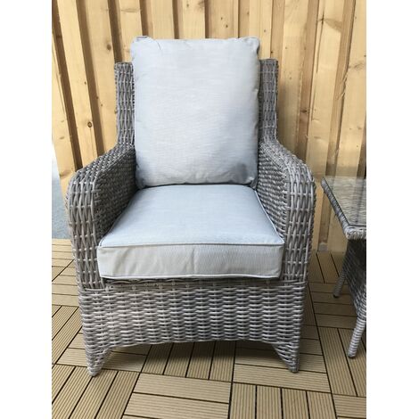 Signature Weave Sarah Wicker Lounge Arm Chair Side Table Furniture Set Grey