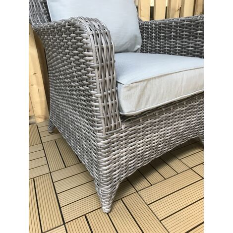 Signature Weave Sarah Wicker Lounge Arm Chair Side Table Furniture Set Grey