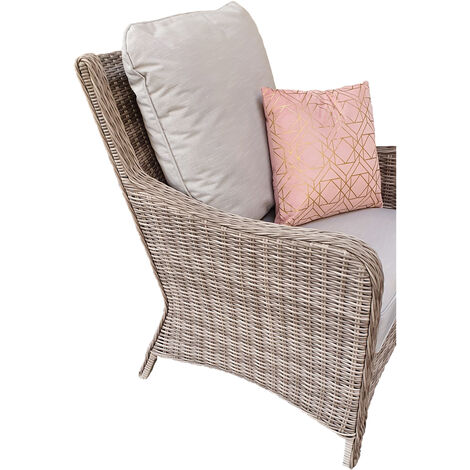 Signature Weave Alexandra Wicker High Back 4 Seater Sofa Set & Chairs Grey