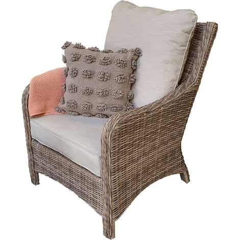 Signature Weave Alexandra Wicker High Back 4 Seater Sofa Set & Chairs Grey