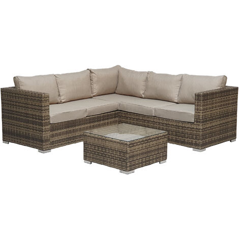 Signature Weave Georgia Wicker Compact Corner Sofa Seat Coffee Table ...
