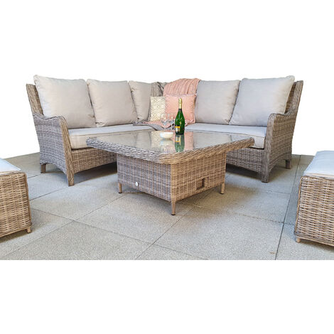 Signature Weave Alexandra Wicker Corner Sofa + Lifting Dining Table ...
