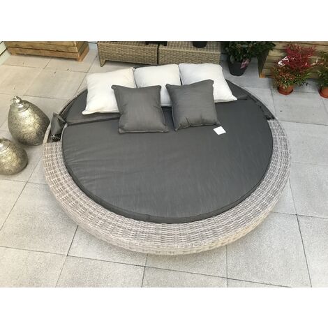 Signature Weave Madison Wicker Garden Large Day Bed Sun Lounger Canopy Grey