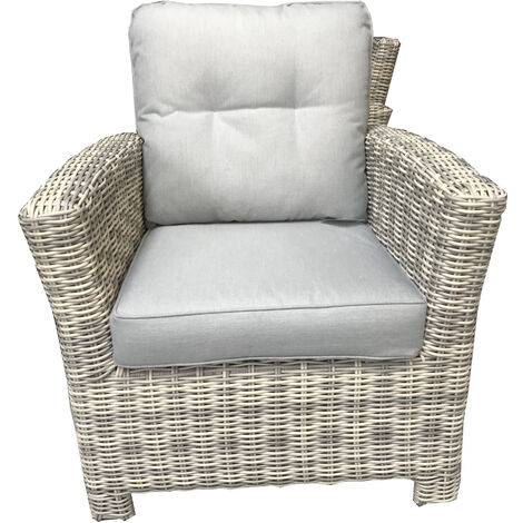 Signature Weave Amy Wicker 7 Seater Sofa Dining Table Set Chair Stool Grey