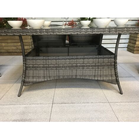 Signature Weave Emily Wicker 6 Seater Rectangular Dining Table Grey 150 ...