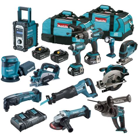 Makita DLX 18v LXT 12 Piece Power Tool Kit - 4 x 5.0ah Batteries 2 Bags