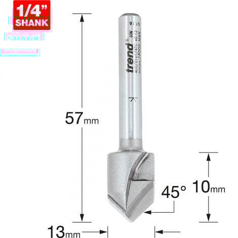 Trend ALU/01X1/4TC Cladding Alucobond V Groove 13mm 1/4 Router Cutter ...