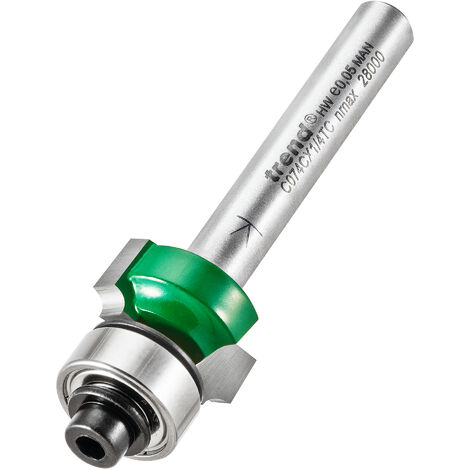 Trend C074CX1/4TC Guided Rounding Over 1/4"" 2mm X 9.5mm Router Bit Cutter