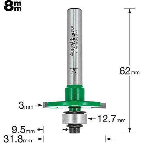 Trend C143AX8MMTC Slotting 3mm Cut X 31.8mm Slot Recess Cut Router Bit ...