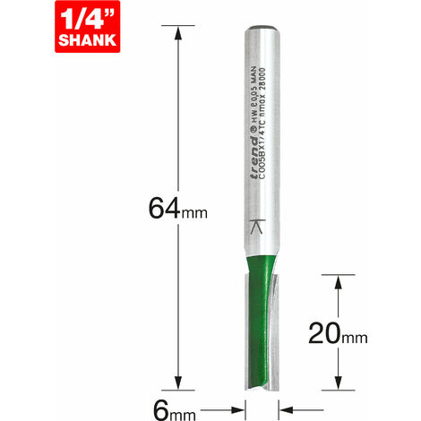 Trend C005BX1/4TC Two Flute 1/4 Cutter 6mm 20mm Straight Cut Carbide ...