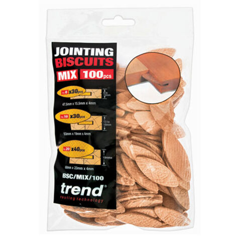 Trend BSC/MIX/100 Jointing No 0 10 20 Size Compressed Beech Biscuits x ...