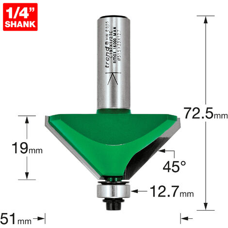 Trend C197X1/2TC 1/2 Bearing Guided Angle 45 Degrees Chamfer Router ...