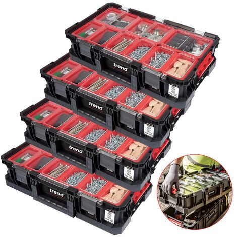 4x Trend MS/C/100B9 Compact Modular Clear Tool Box Case Storage ...