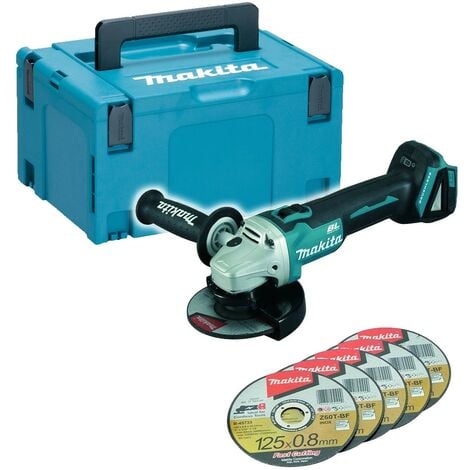 Makita DGA504Z 18v Brushless 125mm Angle Grinder Lithium Bare + 5 Discs ...