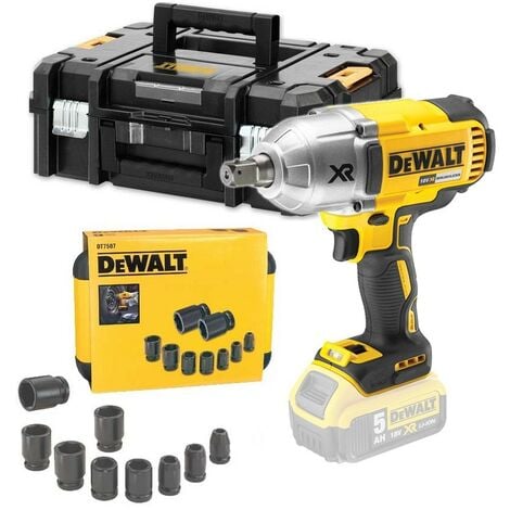 Dewalt 18v DCF899NT XR High Torque Impact Wrench 1/2"" Tstak + 9 Piece Socket Set