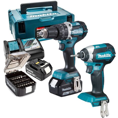 Makita 18v DLX2180TJ Brushless Kit DHP484 Hammer Drill DTD153 Impact ...