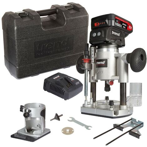 Trend T18S/R14K1 18v Cordless Brushless Router Trimmer + Plunge Base ...
