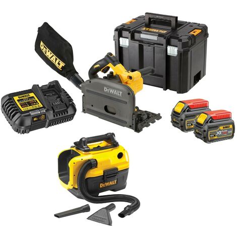 Dewalt DCS520T2 54v XR FLEXVOLT Cordless Plunge Saw 165mm - 2 x 6.0ah + Vac