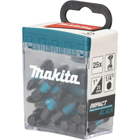 Makita E-12376 25 Piece 25mm Black Screwdriver Impact Rated Bit Set ...