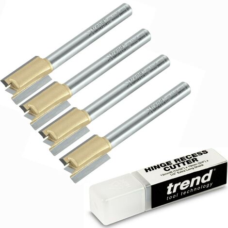 Trend BR04X1/4TC 12mm 1/4"" TCT Straight Hinge Recess 2 Flute Router ...