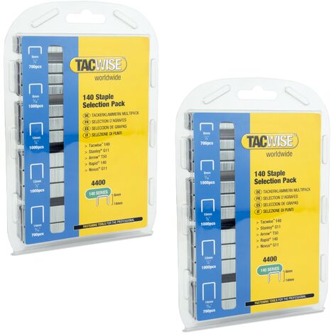 2 x Tacwise 0350 140 Series Staple Selection Pack 4400 6mm 8mm 10mm ...