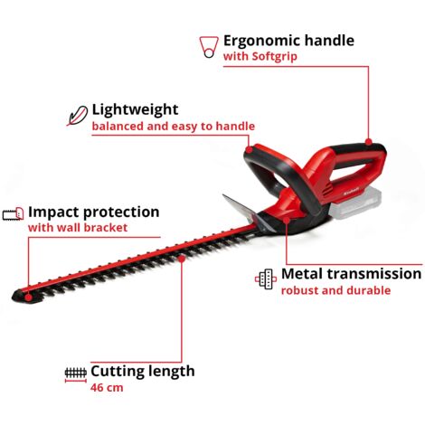 Einhell 18v PXC Cordless Hedge Trimmer Cutter 46cm 18V GC-CH 1846 Li ...