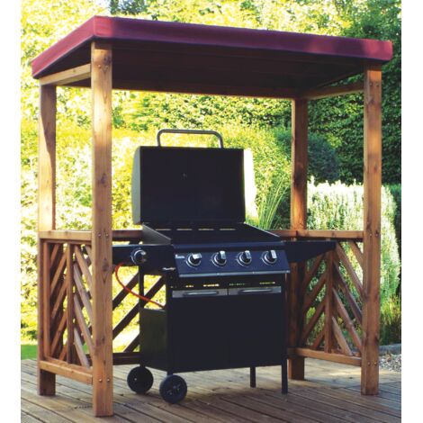 Charles Taylor Wooden Dorchester Garden BBQ Arbour Shelter Green Roof Cover