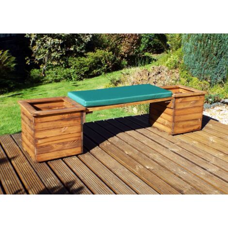 Charles Taylor Wooden Garden Square Raised Planter Bench Seat & Green ...