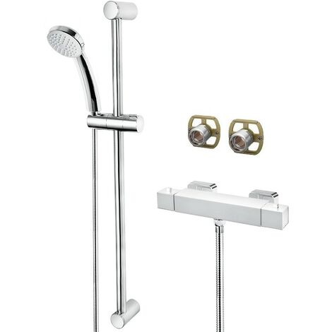 Bristan Cascade Edge Square Chrome Thermostatic Bar Shower Mixer & Fast ...