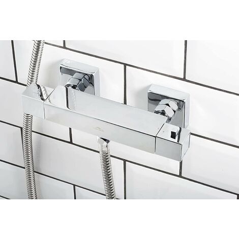 Bristan Cascade Edge Square Chrome Thermostatic Bar Shower Mixer & Fast ...