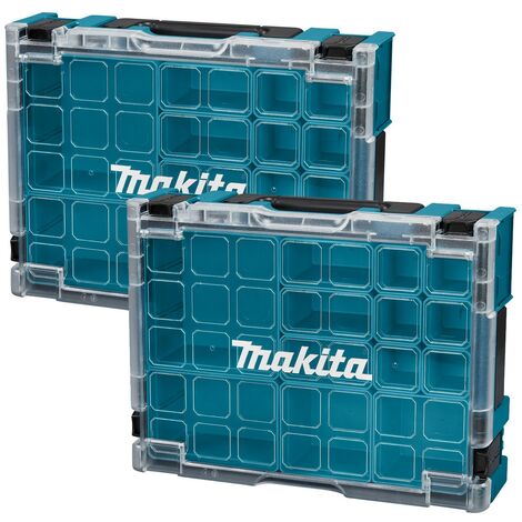 Makita Clear Lid MAKPAC Tool Case Stacking Organiser Tool Box + Inserts X 2