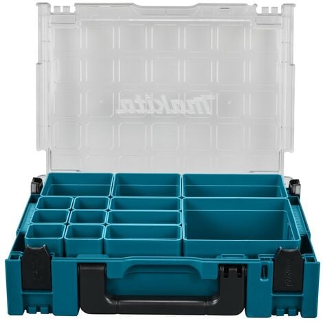 Makita Clear Lid MAKPAC Tool Case Stacking Organiser Tool Box + Inserts X 2
