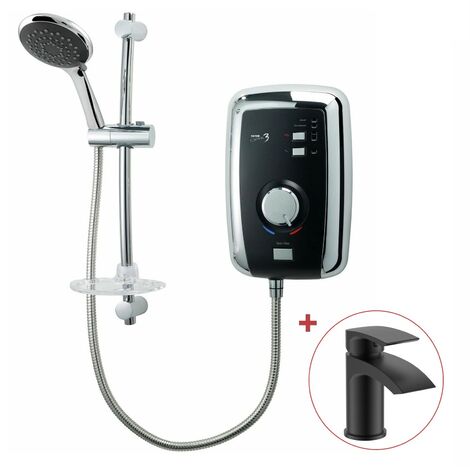 Triton Opal 3 Black / Polished Chrome 10.5kw Electric Shower -Rp Perea ...