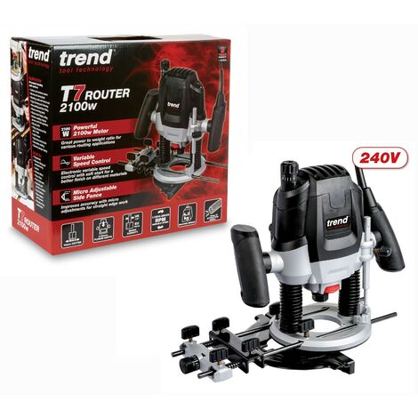 Trend T7EK 1/2in 2100W Variable Speed Router Plunge Cut 240V +6 Piece ...