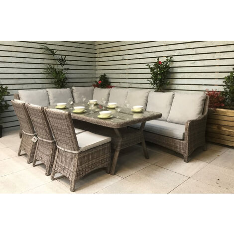 Signature Weave Alexandra Wicker Large Corner Sofa Dining Set & 3 ...
