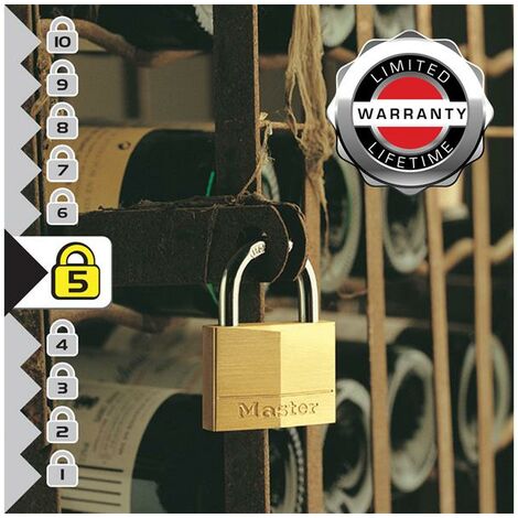 Master Lock 140EURT Solid Brass 40mm Padlock 4-Pin - Keyed Alike x 2 MLK140T