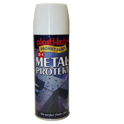 PlastiKote Metal Protekt Spray Gloss White 400ml PKT1286