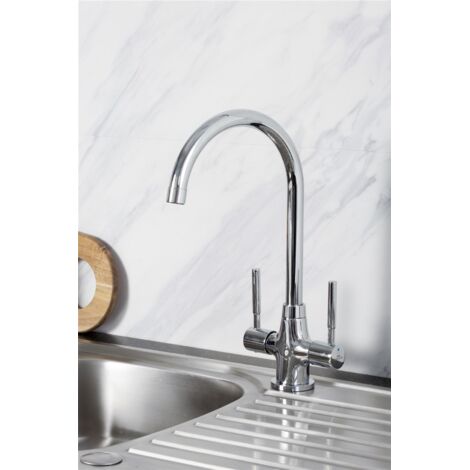 Bristan Cascade Sphere Kitchen Tap Chrome Twin Lever + Fixings + Flexi ...