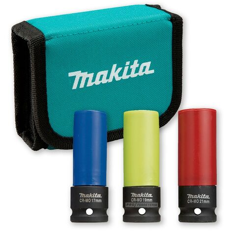 Makita E-12354 Wheel Nuts Deep Socket Set 1/2"" Square Drive Colour ...