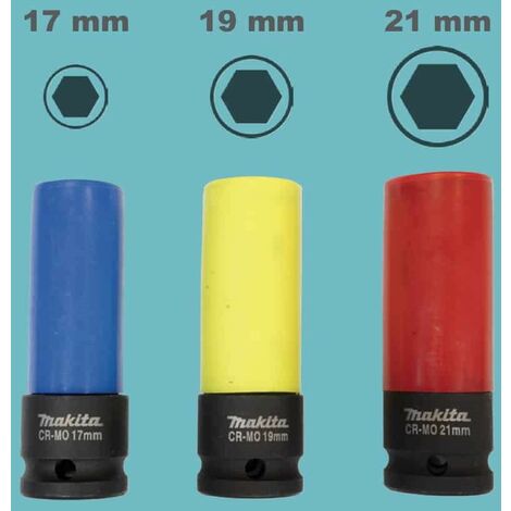 Makita E-12354 Wheel Nuts Deep Socket Set 1/2"" Square Drive Colour ...