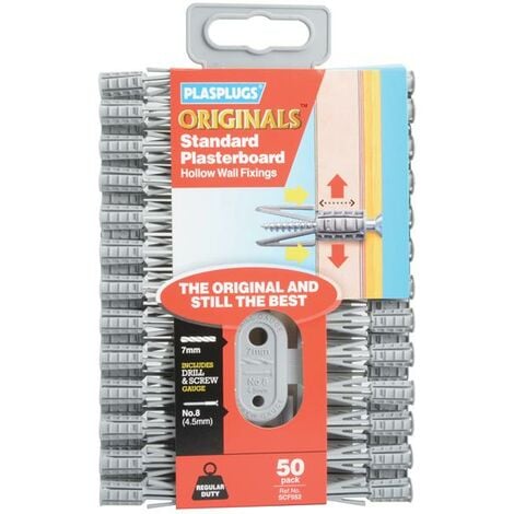 Plasplugs x50 ORIGINALS Plasterboard Fixings Dry Wall Plugs SCF552CC ...