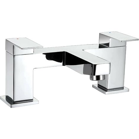 Bristan Cascade Edge Square Chrome Lever Bath Filler Mixer Tap + Basin ...