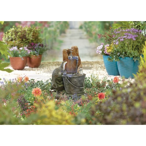 Easy Fountain Playful Otters LED Distinctive Garden Water Feature Stone ...