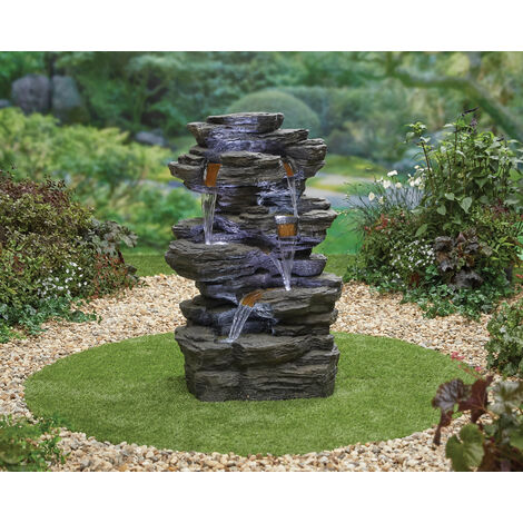 Easy Fountain Hinoki Springs LED Natural Garden Water Feature Stone ...