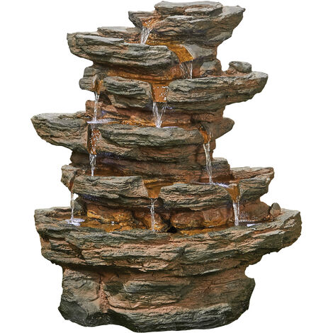 Easy Fountain Red Rock Springs LED Natural Garden Water Feature Stone ...