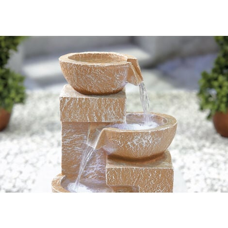Easy Fountain Sparkling Bowls LED Garden Water Feature Modern Stone Effect