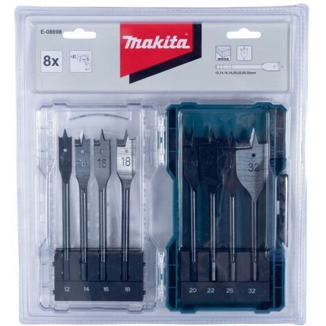 Makita E-08698 Hex Shank Wood Flat Drill Bit Set 8PC 12mm 14 16 18 20 ...