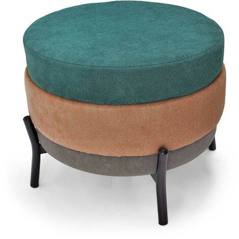 HAMBURG - Puf redondo de 3 plazas en PU/velvet/tela rosa